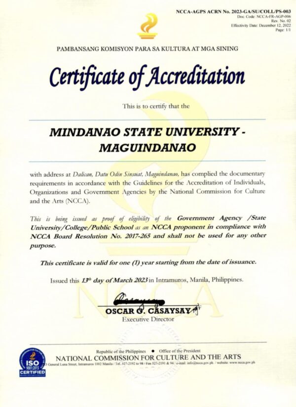 NCCA awards certificate of accreditation to MSU-Maguindanao - MSU ...