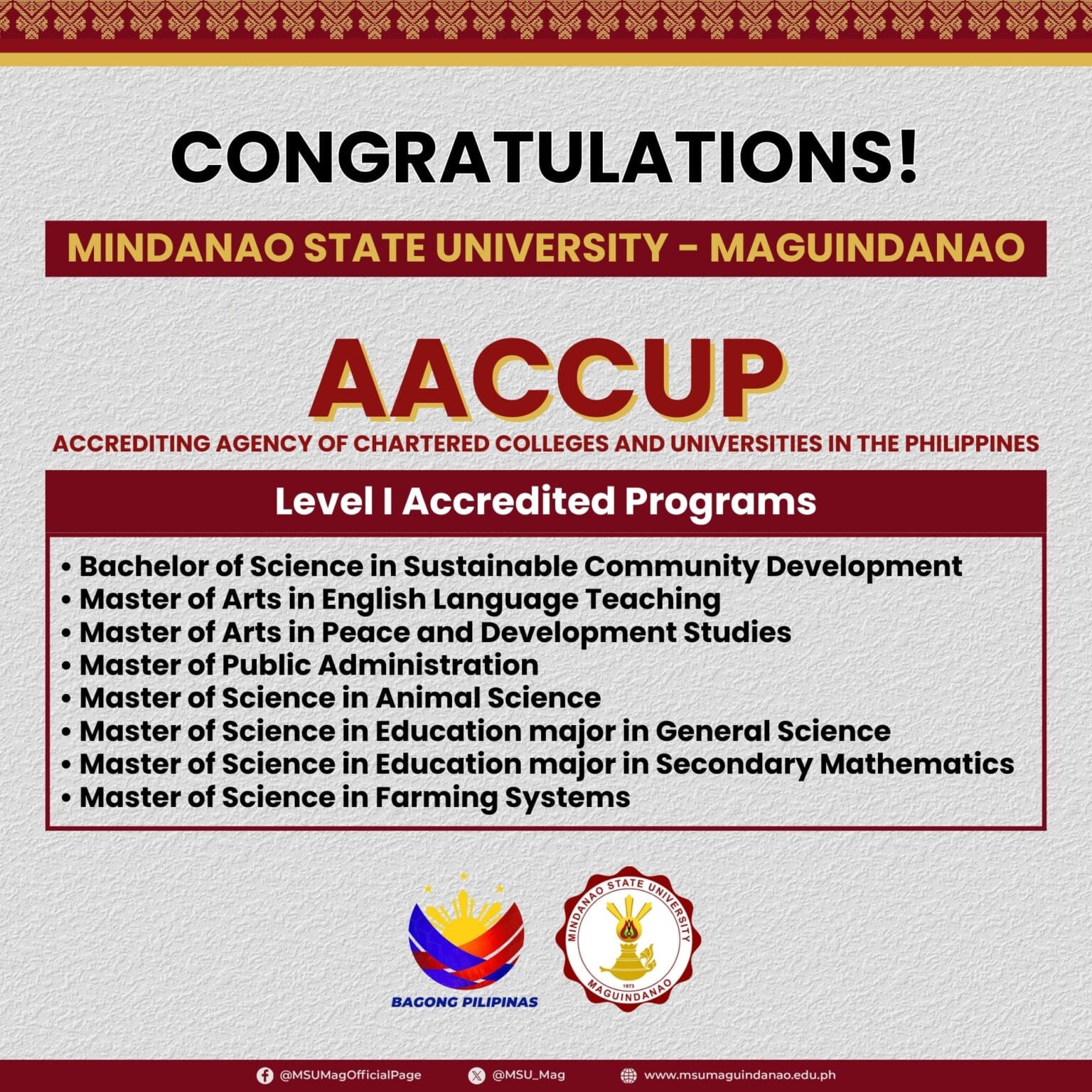 Eight Programs of MSU-Maguindanao Now Accredited at Level 1 - MSU ...